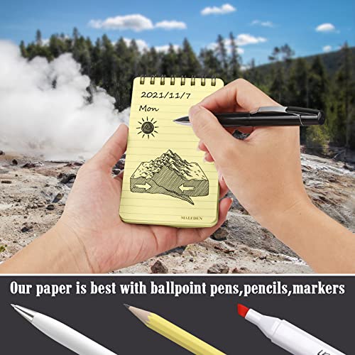 Waterproof Notebook, Spiral Notebook with Thick Lined Paper, 5 Pack Top Bound Pocket Notebook, Durable Cover Notebooks for Work, Outdoor, Memo, Notes, Tactical Steno Pads, 3" x 5", Yellow