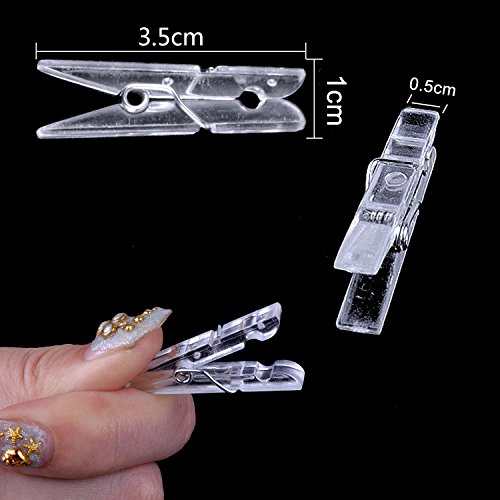 BronaGrand 100pcs Mini Clear Plastic Utility Paper Clip, Clothespins Clip, Clothes Line Clips,Photo Clips