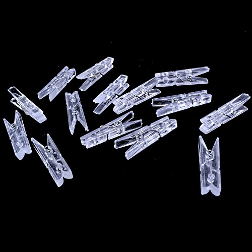 BronaGrand 100pcs Mini Clear Plastic Utility Paper Clip, Clothespins Clip, Clothes Line Clips,Photo Clips