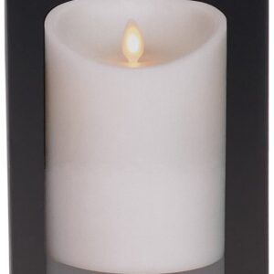 Liown Flameless Candle: Unscented Moving Flame Candle with Timer (4" White)