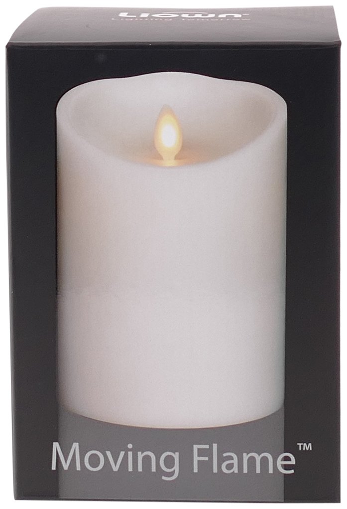 Liown Flameless Candle: Unscented Moving Flame Candle with Timer (4" White)