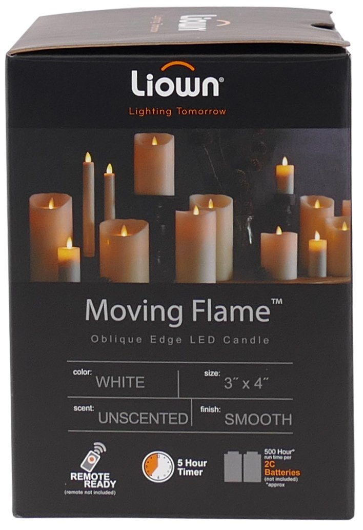 Liown Flameless Candle: Unscented Moving Flame Candle with Timer (4" White)