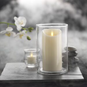 Liown Flameless Candle: Unscented Moving Flame Candle with Timer (4" White)