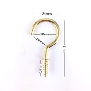 yueton 50pcs Metal Screw-in Ceiling Hooks Cup Hooks (Gold)