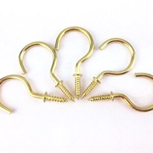 yueton 50pcs Metal Screw-in Ceiling Hooks Cup Hooks (Gold)