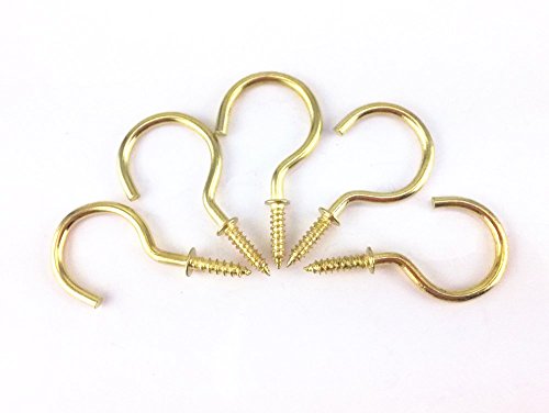 yueton 50pcs Metal Screw-in Ceiling Hooks Cup Hooks (Gold)