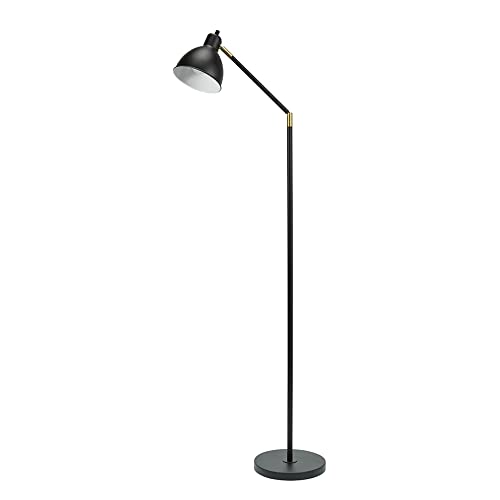 Catalina 20093-001 Modern Adjustable Metal Floor Lamp with Brass Accents, 54.5", Classic Black