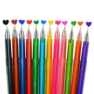 color gel pens set with diamond head,colored fine point ballpoint ink pens markers for adults coloring books (pack of 12 colors)