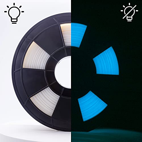 ZIRO PLA Glow Filament 1.75mm,3D Printer Filament PLA PRO 1.75mm Glow in The Dark Color 1KG(2.2lbs),Dimensional Accuracy +/- 0.03mm,GID Blue