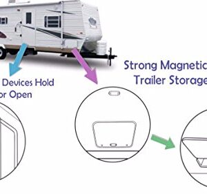 #1 Selling/Rated - Magnetic Baggage Door Catch - Holder - Clip - Latch for RV, Trailer, Camper, Motor Home, Cargo Trailer, Boat Compartments - Replaces Plastic Spring Clips (Black 1-Pair)