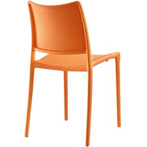 Modway Hipster Contemporary Modern Molded Plastic Stacking Four Dining Chairs in Orange