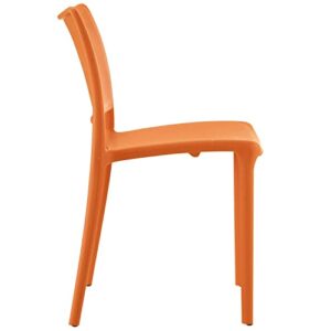 Modway Hipster Contemporary Modern Molded Plastic Stacking Four Dining Chairs in Orange