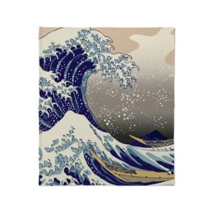 cafepress hokusai the great wave off kanagawa throw blanket super soft fleece plush throw blanket, 60"x50"