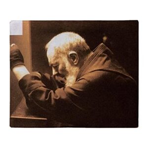 cafepress padre pio throw blanket super soft fleece plush throw blanket, 60"x50"