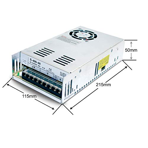 400W 60V Switch Power Supply, DC Power S-400-60 6.6A for CNC Router Single Output Foaming Mill Cut Engraver Plasma