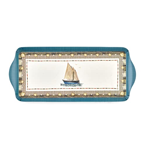 Pimpernel Coastal Breeze Collection Sandwich Tray | Serving Platter | Crudité and Appetizer Tray for Indoor and Outdoor use | Made of Melamine | Measures 15.1" x 6.5" | Dishwasher Safe