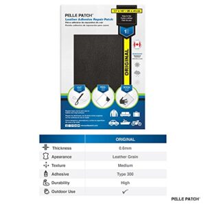 Pelle Patch - Black Leather Car Seat Repair Kit - Self Adhesive Leather Repair Patches for Sofa - Car Leather Repair Kit Black - Black Leather Sofa Repair Kit - Car Vinyl Patch Repair Kit -Black 11x16