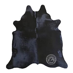 Genuine Black Cowhide Rug Approx. Size 6 x 6-7 ft. 180 x 220 cm