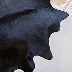 Genuine Black Cowhide Rug Approx. Size 6 x 6-7 ft. 180 x 220 cm