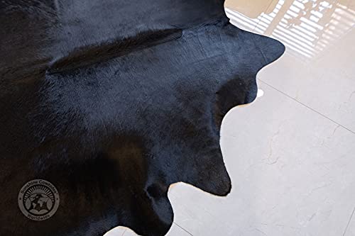 Genuine Black Cowhide Rug Approx. Size 6 x 6-7 ft. 180 x 220 cm