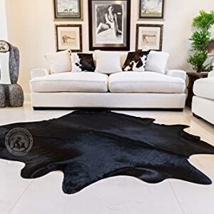 Genuine Black Cowhide Rug Approx. Size 6 x 6-7 ft. 180 x 220 cm