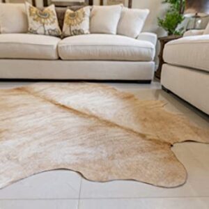 Genuine Exotic Beige Palomino Cowhide Rug 6 x 7-8 ft. 180 x 240 cm