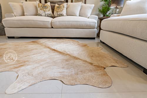 Genuine Exotic Beige Palomino Cowhide Rug 6 x 7-8 ft. 180 x 240 cm