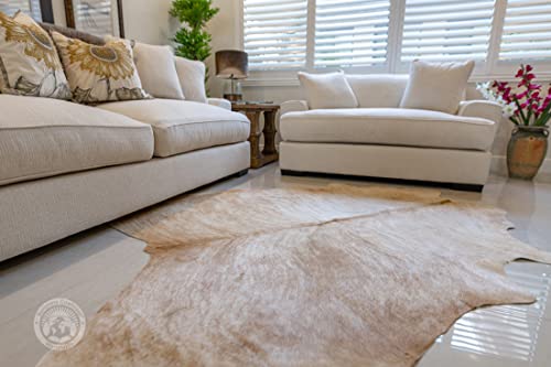 Genuine Exotic Beige Palomino Cowhide Rug 6 x 7-8 ft. 180 x 240 cm