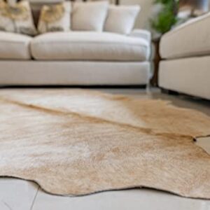 Genuine Exotic Beige Palomino Cowhide Rug 6 x 7-8 ft. 180 x 240 cm