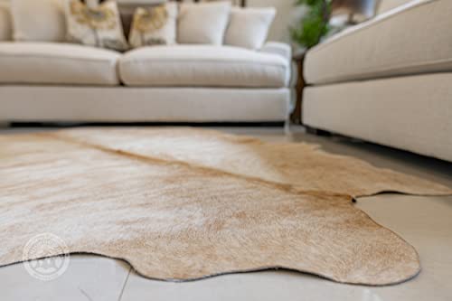 Genuine Exotic Beige Palomino Cowhide Rug 6 x 7-8 ft. 180 x 240 cm