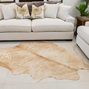 Genuine Exotic Beige Palomino Cowhide Rug 6 x 7-8 ft. 180 x 240 cm