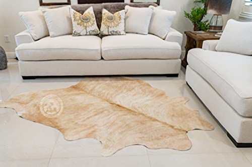 Genuine Exotic Beige Palomino Cowhide Rug 6 x 7-8 ft. 180 x 240 cm