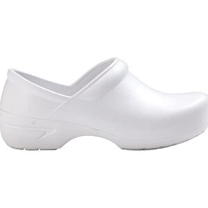 Anywear Guardian Angel Nursing Shoes Clogs for Women and Men, Antimicrobial Slip Resistant Shoes for Healthcare and Food Service, 8, White