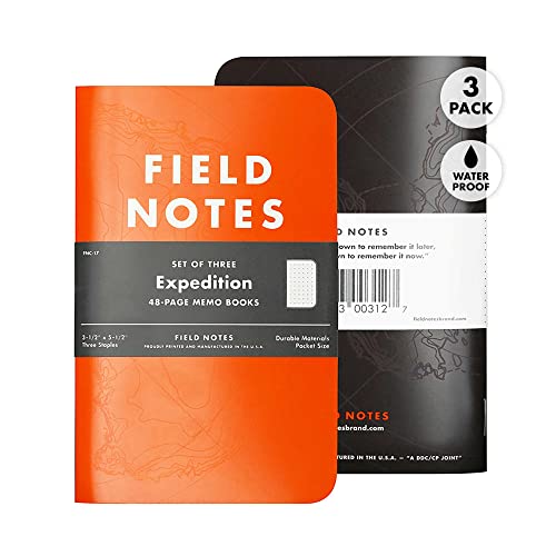 Field Notes: Expedition 3-Pack Waterproof Notebook with Dot-Graph Paper - 3.5" x 5.5"