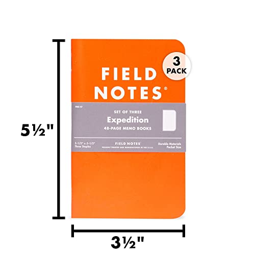 Field Notes: Expedition 3-Pack Waterproof Notebook with Dot-Graph Paper - 3.5" x 5.5"