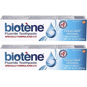 biotene fresh mint original gentle formula fluoride toothpaste, 4.3 ounces each (value pack of 2)