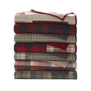 Woolrich Luxury Quilted Throw - Cabin Lifestyle, Patchwork with Moose Design All Season, Lightweight and Breathable Cozy Bedding Layer Throws for Couch Sofa, 50" W x 70" L, Sunset Red