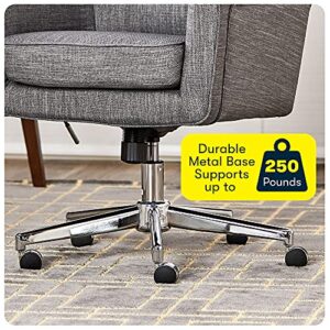 Serta Ashland Ergonomic Home Office Chair with Memory Foam Cushioning Chrome-Finished Stainless Steel Base, 360-Degree Mobility, Fabric, Grey