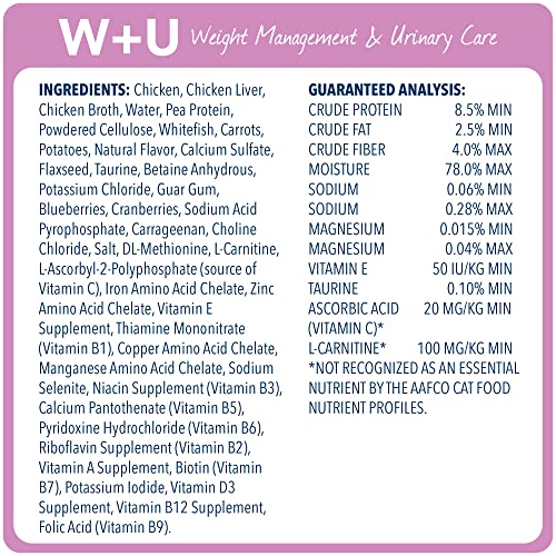 Blue Buffalo Natural Veterinary Diet W+U Weight Management + Urinary Care Wet Cat Food, Chicken 5.5-oz cans (Pack of 24)