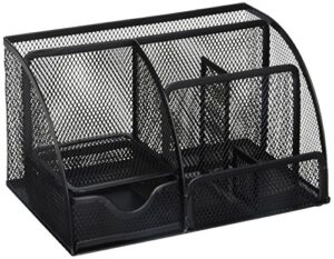 greenco mesh office supplies desk organizer caddy, 6 compartments, black