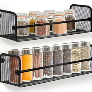 Greenco Wall Mount Single Tier Mesh Spice Rack, Black, Set 2