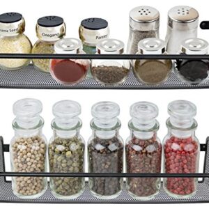 Greenco Wall Mount Single Tier Mesh Spice Rack, Black, Set 2