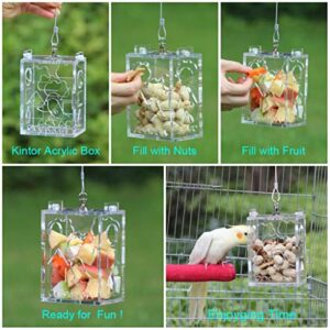 KINTOR Parrot Creative Foraging Toy Feeder Bird Cage, Big Size 4.8x3.6x2.6inch