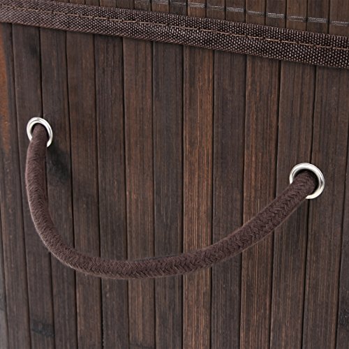 SONGMICS Bamboo Laundry Hamper Storage Basket Foldable Dirty Clothes Hamper with Lid Handles and Removable Liner Rectangular Dark Brown ULCB10B