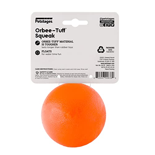 Planet Dog Orbee-Tuff Squeak Ball Orange Dog Fetch Toy