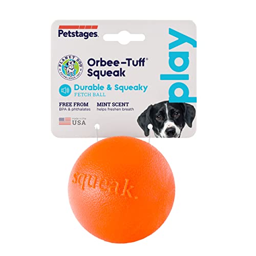 Planet Dog Orbee-Tuff Squeak Ball Orange Dog Fetch Toy