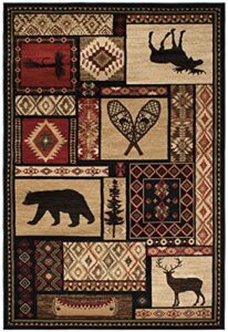 rustic lodge bear moose deer 8x10 area rug, 7'10"x9'10" 6913