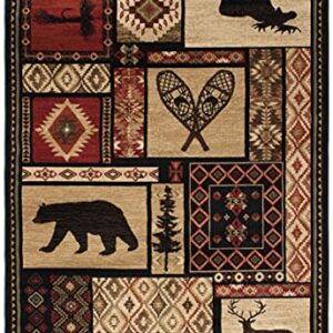 Rustic Lodge Bear Moose Deer 8x10 Area Rug, 7'10"x9'10" 6913