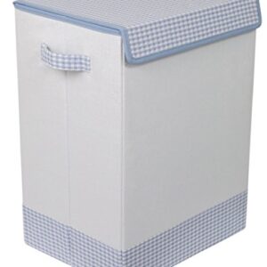 BirdRock Home Baby Clothes Hamper with Lid - Folding Cloth Hamper with Handles - Dirty Clothes Sorter Bin - Easy Storage - Collapsible - Blue and White