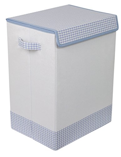 BirdRock Home Baby Clothes Hamper with Lid - Folding Cloth Hamper with Handles - Dirty Clothes Sorter Bin - Easy Storage - Collapsible - Blue and White